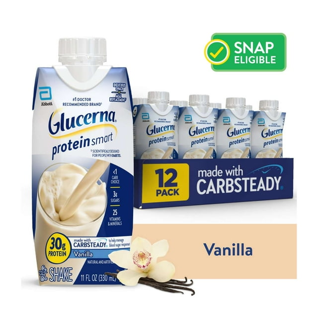 Glucerna High Diabetes Nutrition Protein Smart Shake, Vanilla, 11 fl oz ...