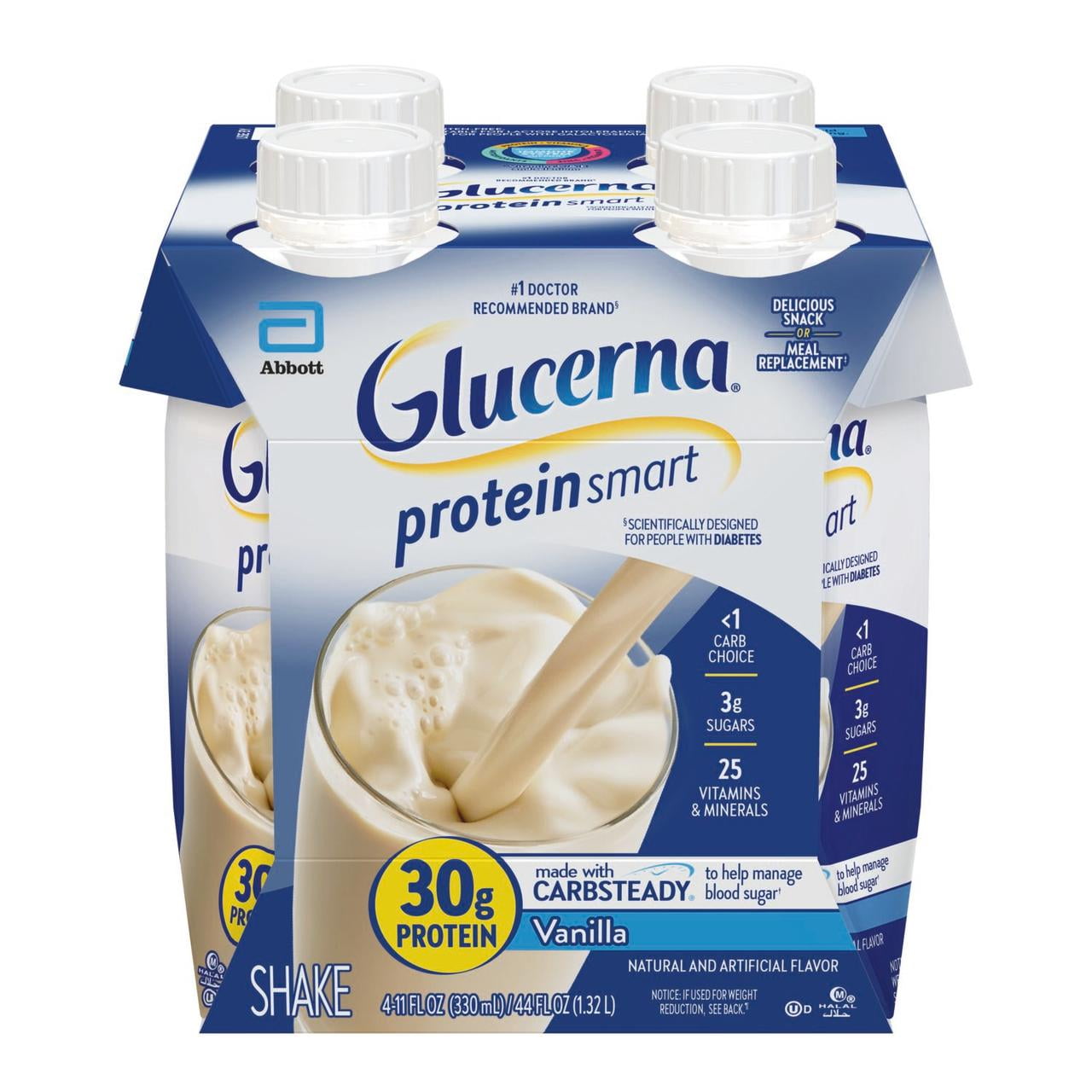 Glucerna High Diabetes Nutrition Protein Smart Shake, Vanilla, 11 fl oz ...
