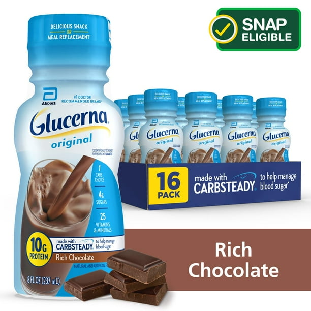 Glucerna Original Diabetic Protein Shake, Rich Chocolate, 8 fl oz ...