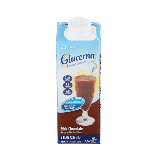 Glucerna Rich Chocolate Therapeutic Nutrition Shake Oral Supplement, 8 ...