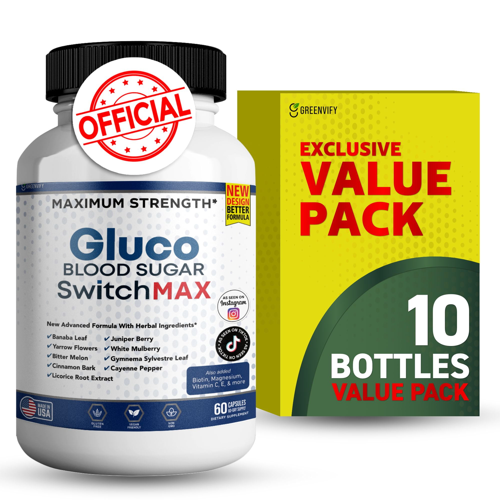 Gluco Blood Sugar Switch Max Strength Supplement for Healthy Glucose ...