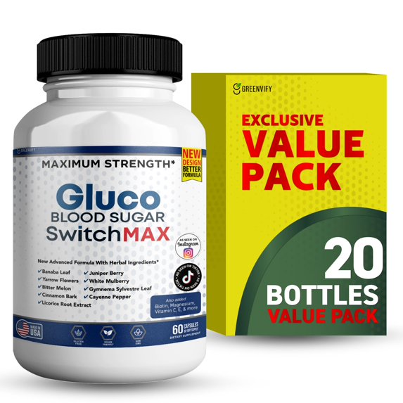 Gluco Blood Sugar Switch Max Strength Supplement for Healthy Glucose ...