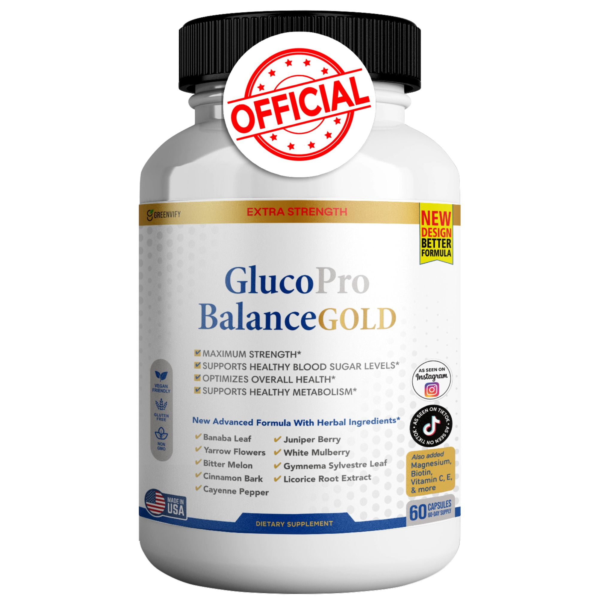 GreenVify Gluco Pro Balance Gold – Blood Sugar Support Supplement – 60 ...