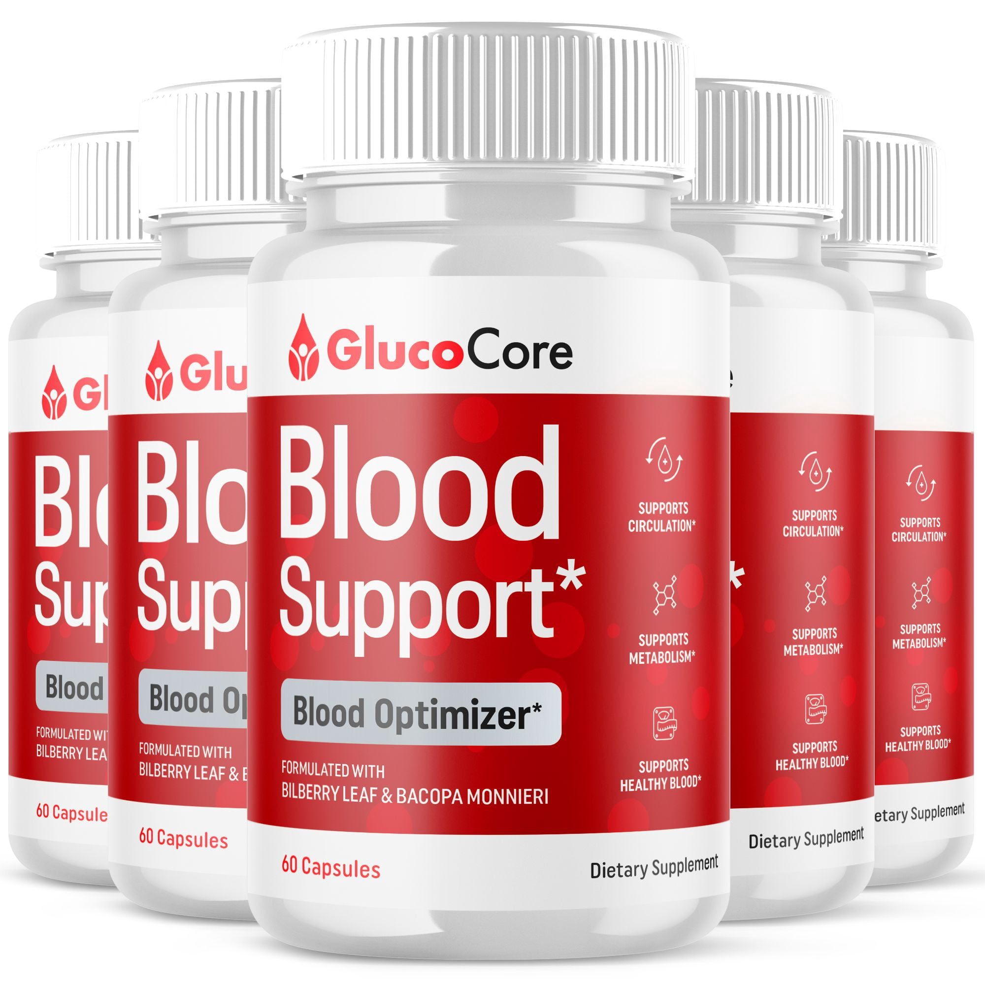 GlucoCore Blood Support Pills Advanced Formula Vitamin Supplement Gluco ...