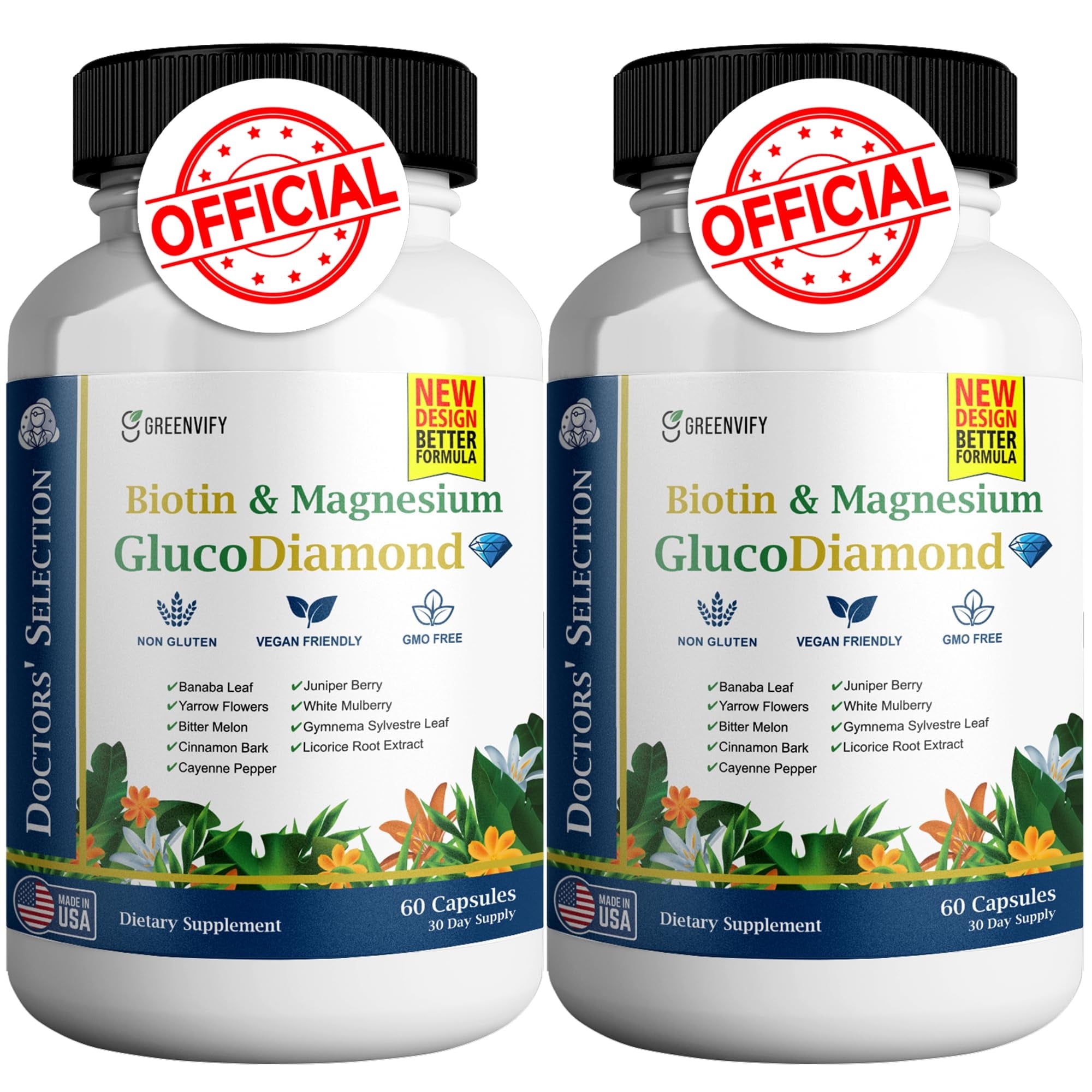 GlucoDiamond Banana Leaf Extract Vitamin E Vitamin C Magnesium Zinc (2 ...