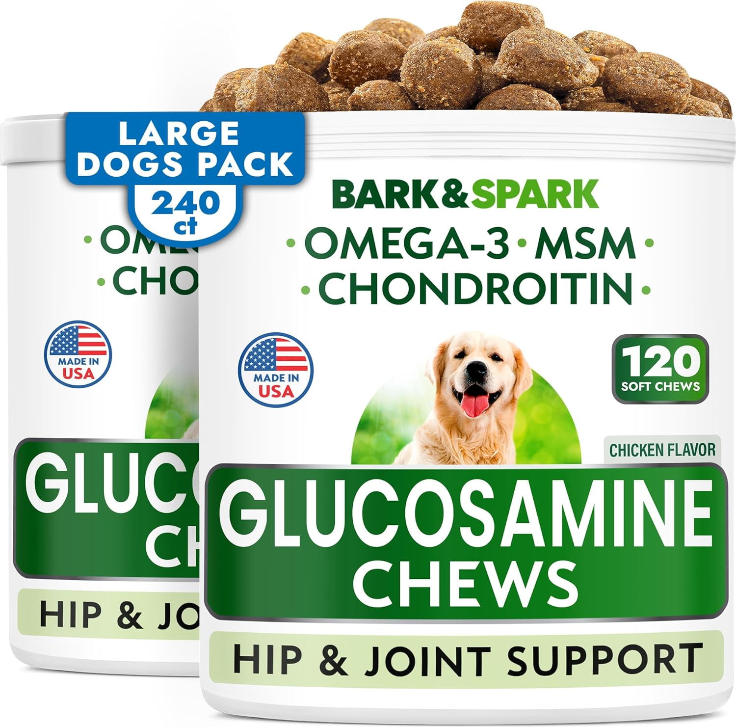 Free Shipping! Bark&Spark Dog Hip and Joint Supplement, Glucosamine ...