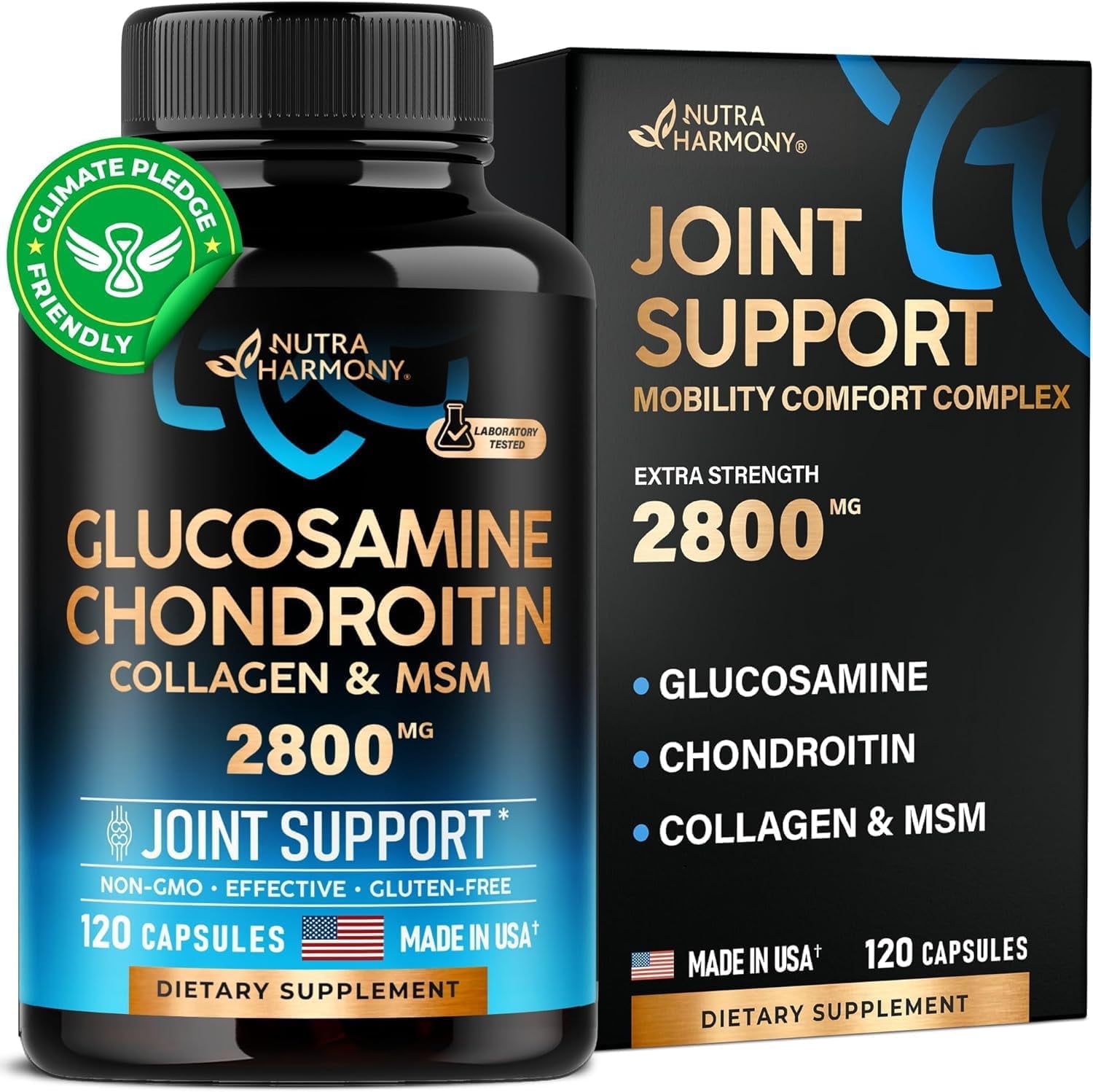 Glucosamine , Chondroitin , MSM , Collagen - 2800 mg Joint Support Supplement - Made in USA ...