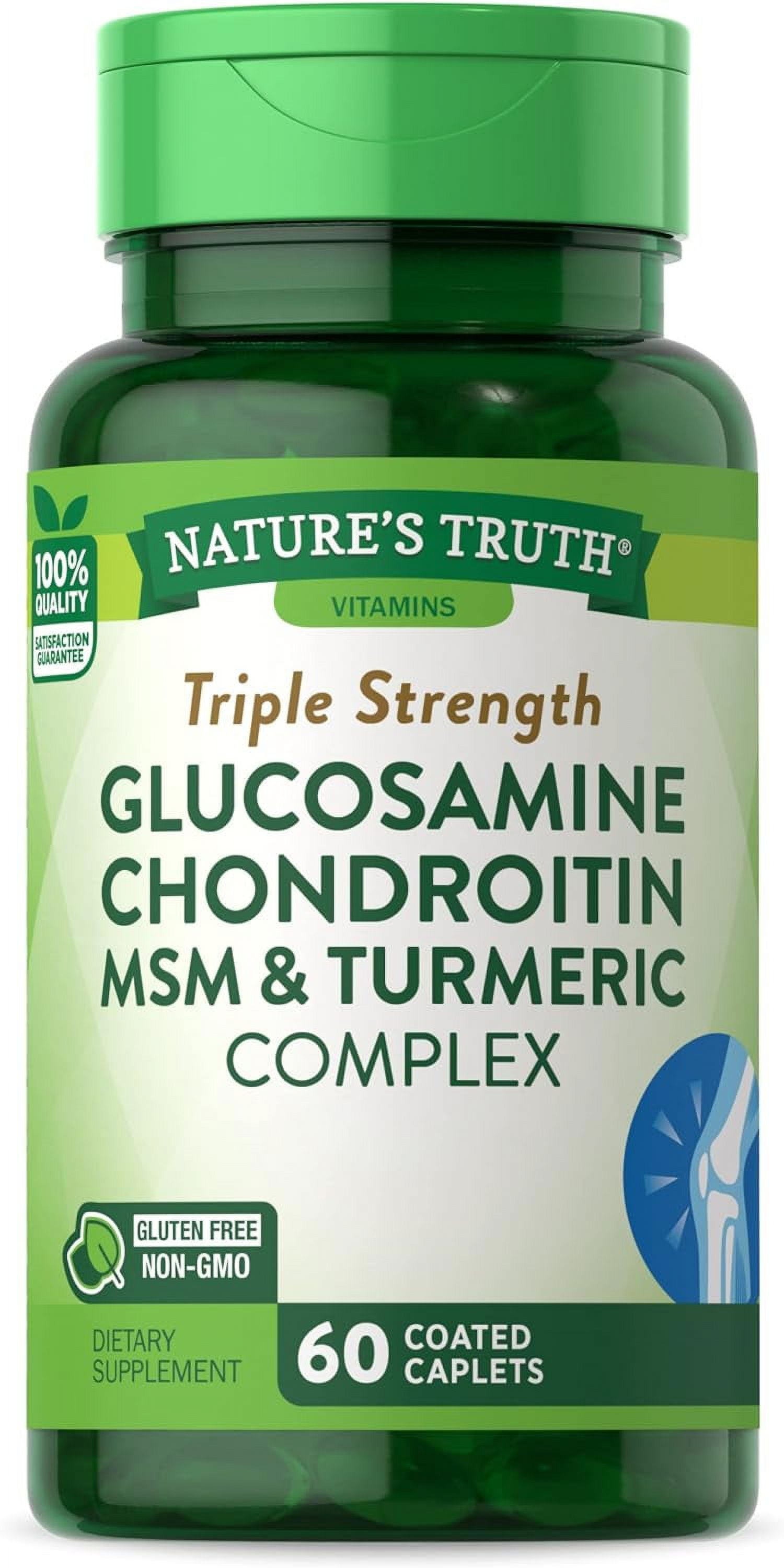 Glucosamine Chondroitin MSM Complex | 60 Caplets | Triple Strength Supplement with Turmeric ...