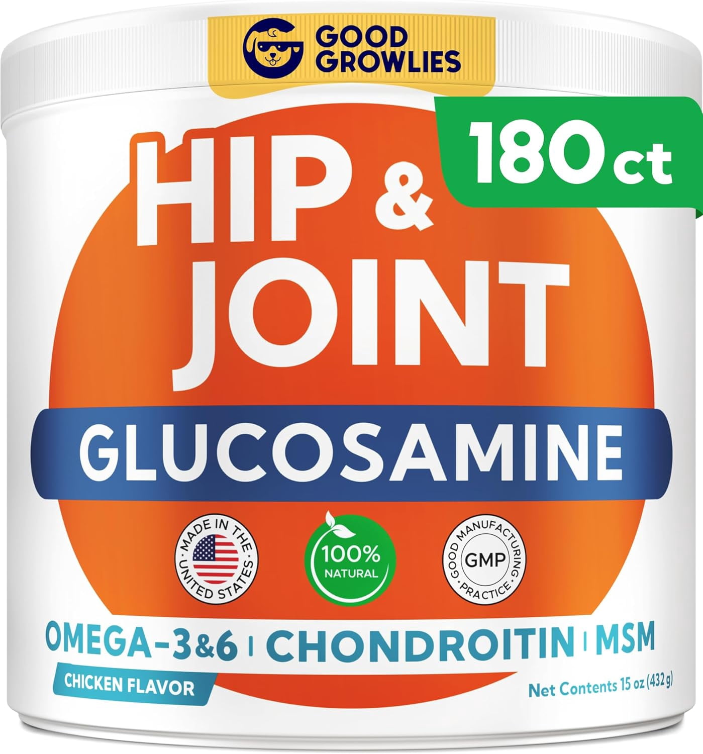 Glucosamine for Dogs Hip & Joint Supplement - Chondroitin, Omega-3, MSM ...
