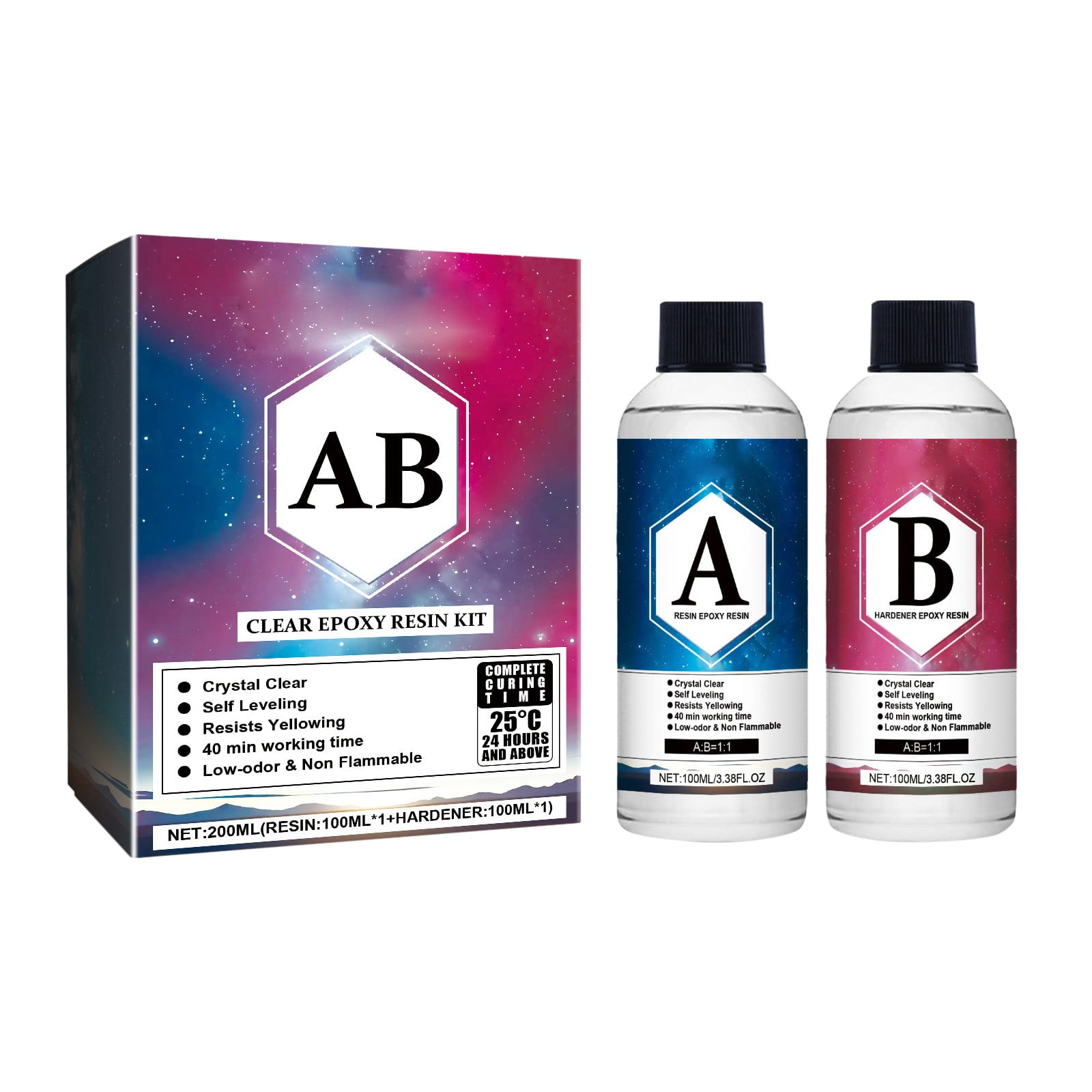 Glue Clearance! JWDX Resin Kit Crystal Epoxy 100Ml, Capsule Clear Epoxy ...