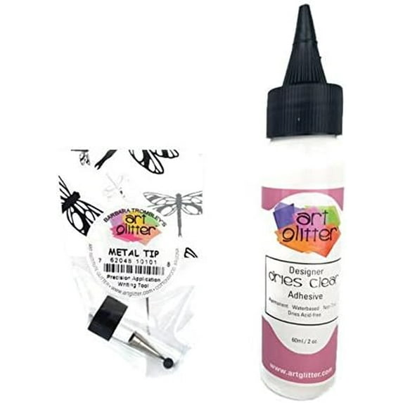 Glue Designer Dries Clear Adhesive 2 oz with Ultra Fine Metal Tip ...