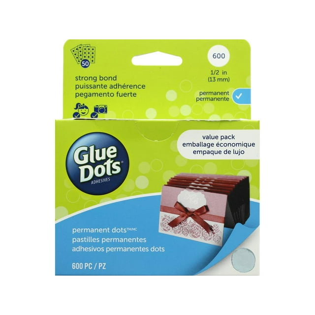 Glue Dots .5" Permanent Dot Sheets Value Pack - 600 Clear Dots ...