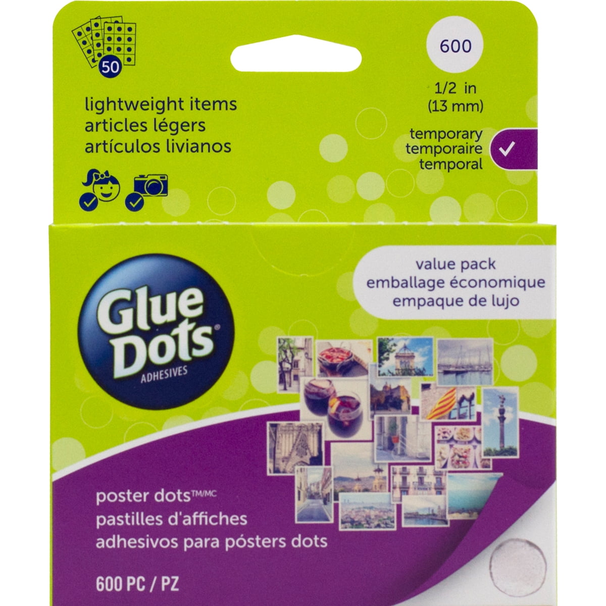 Glue Dots .5" Poster Dot Sheets Value Pack-600 Clear Dots - Walmart.com