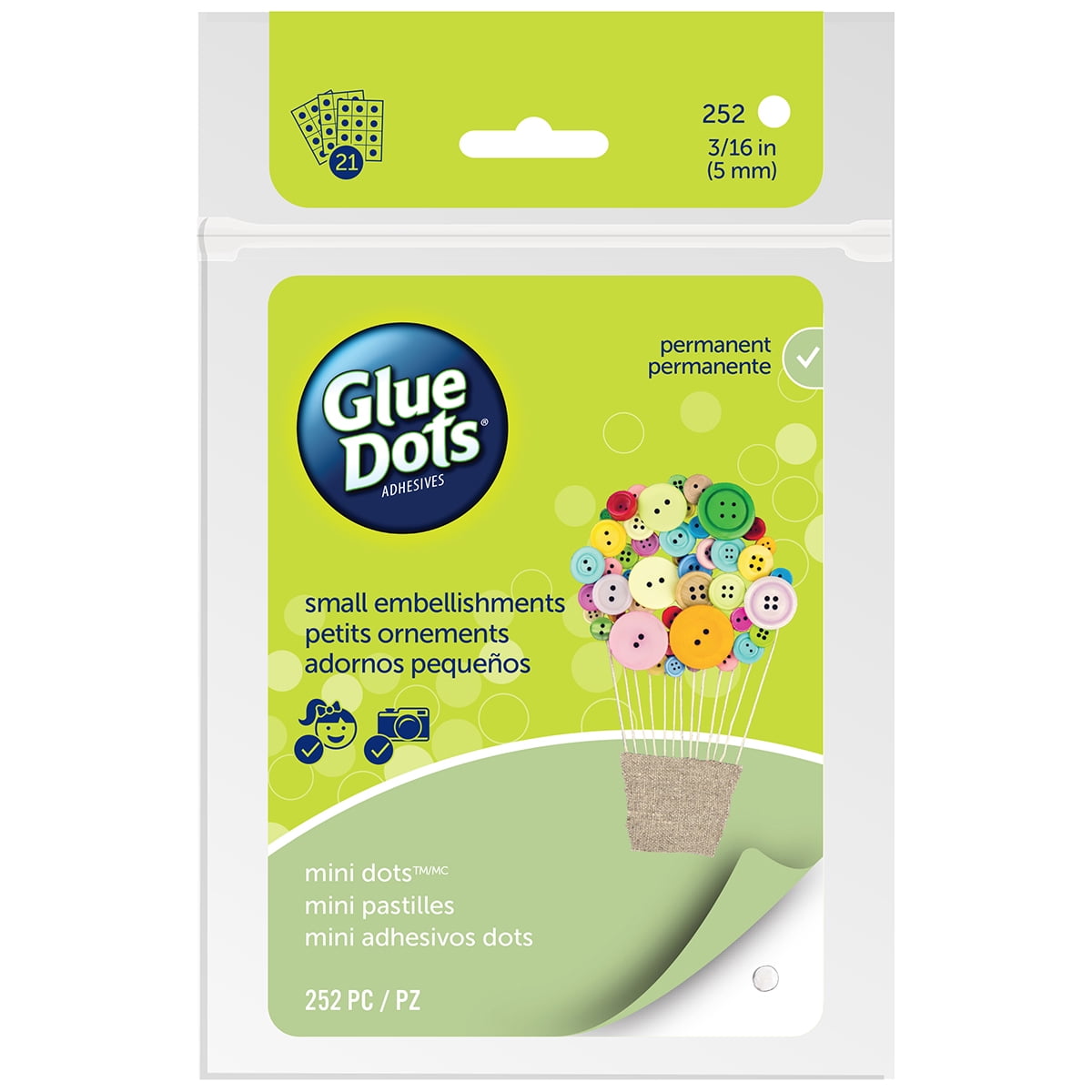 Glue Dots Clear Dot Sheets-Mini .1875" 252/Pkg - Walmart.com