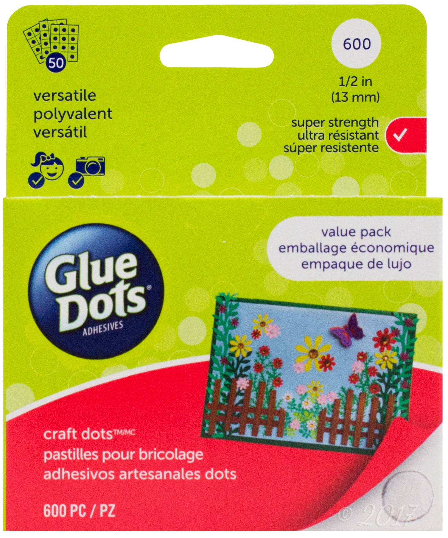 Glue Dots Craft 1/2" School Value Pack 600pc - Walmart.com