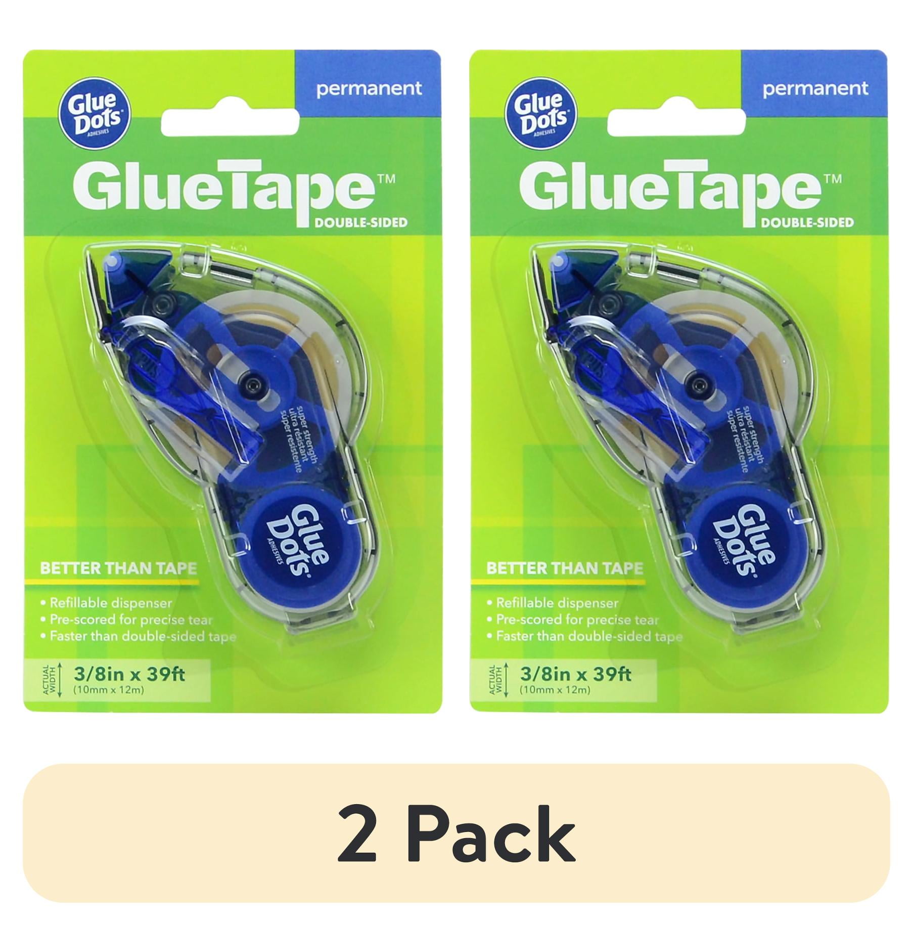 (2 pack) Glue Dots Permanent Clear Glue Tape Dispenser with 39' Tape ...
