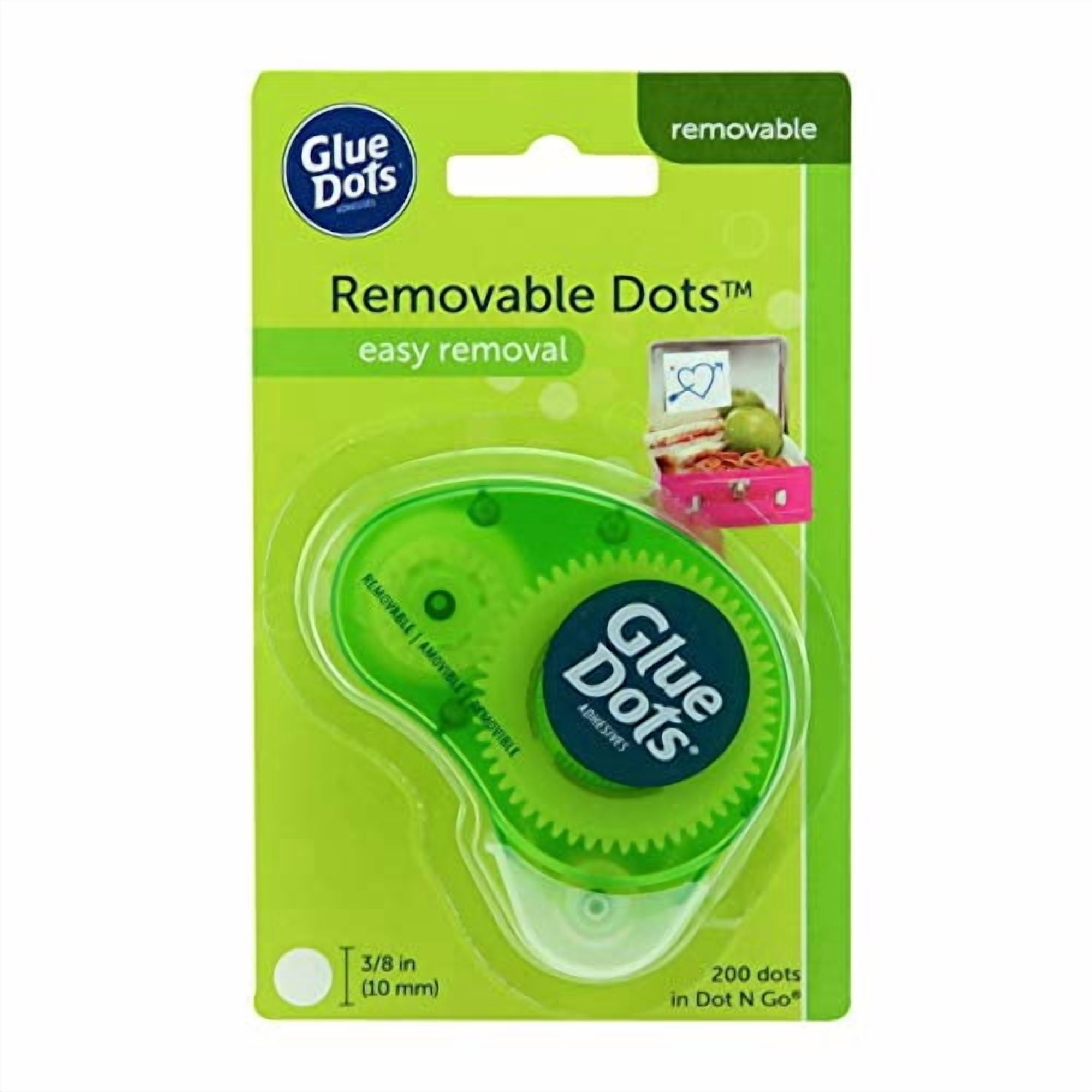 Glue Dots Removable Dot N' Go Dispenser with 200 (.375 Inch) Removable ...