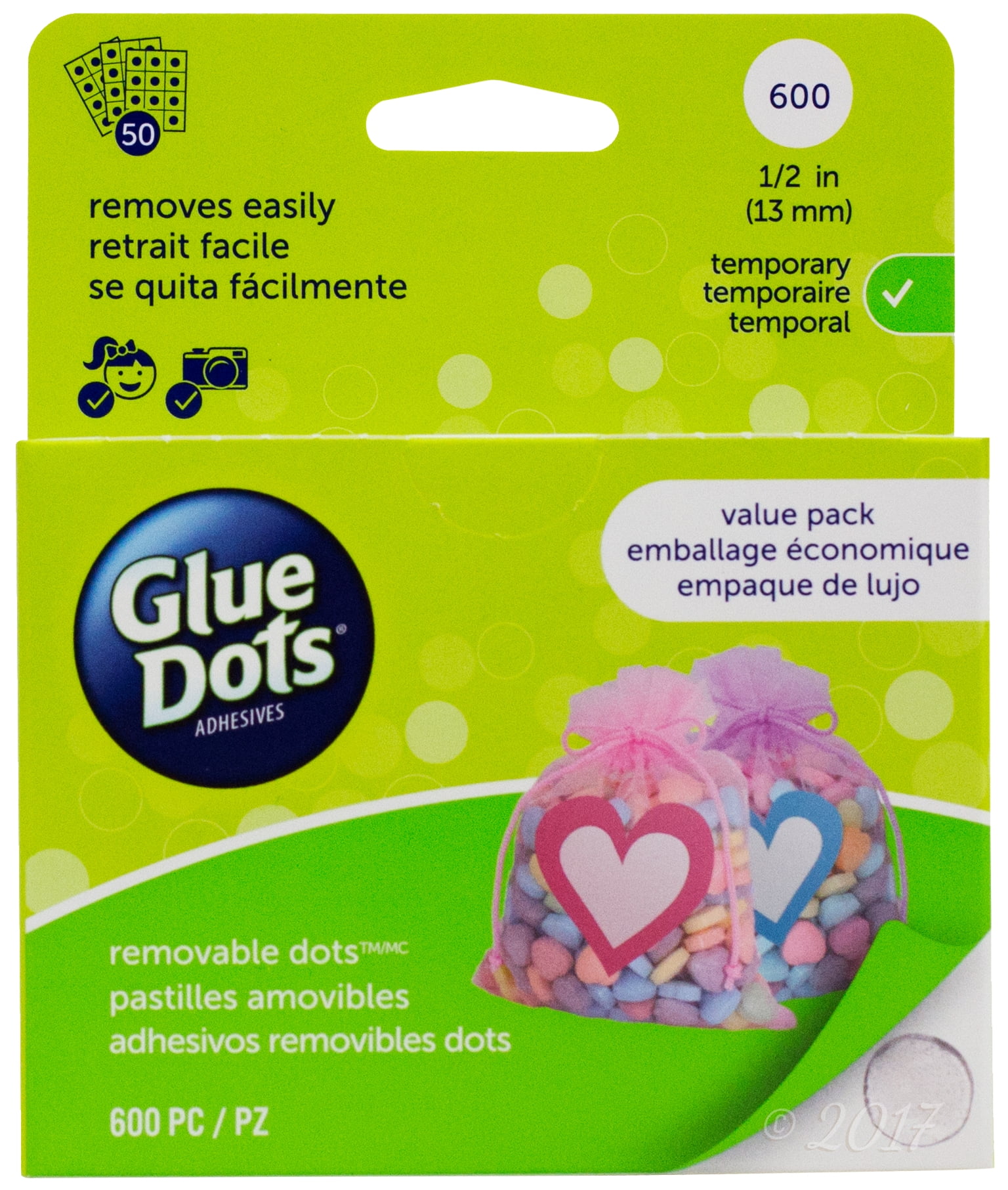Glue Dots Removable Dots Value Pack Sheets, 1/2 Inch, Clear, Pack of ...