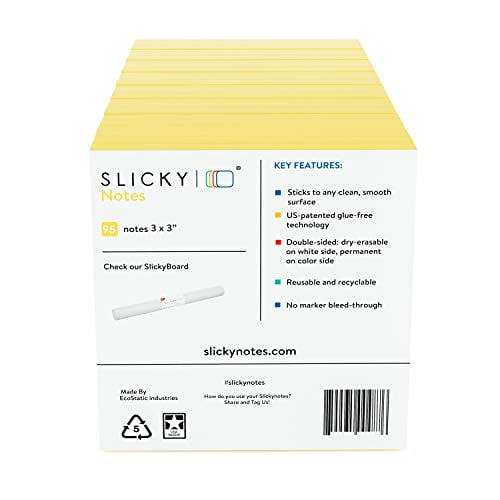 Glue Free Static Cling Sticky Notes - Reusable Double-Sided Notes ...