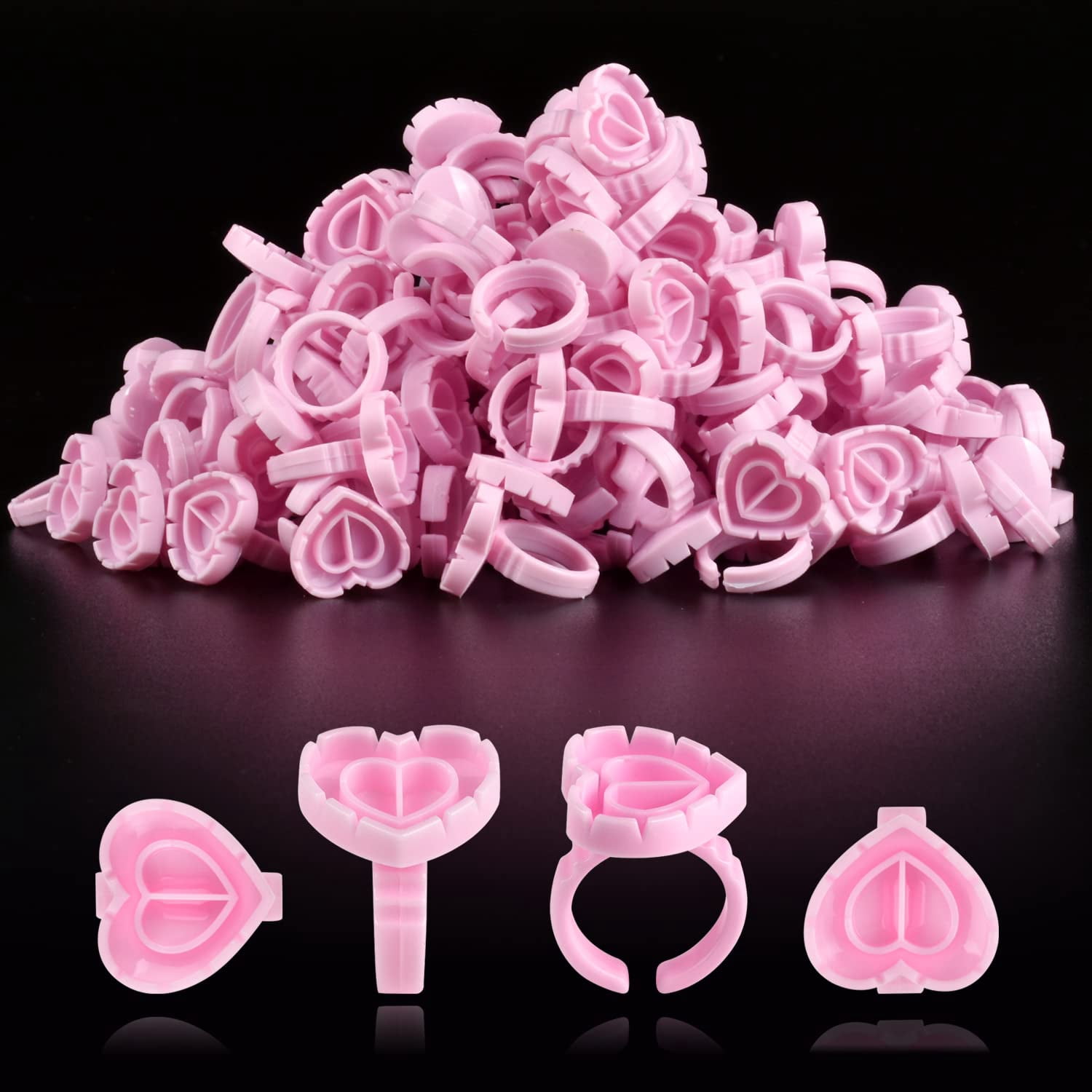 Glue Rings for Eyelash Extensions 200PCS Glue Rings Lovely Heart Shape ...