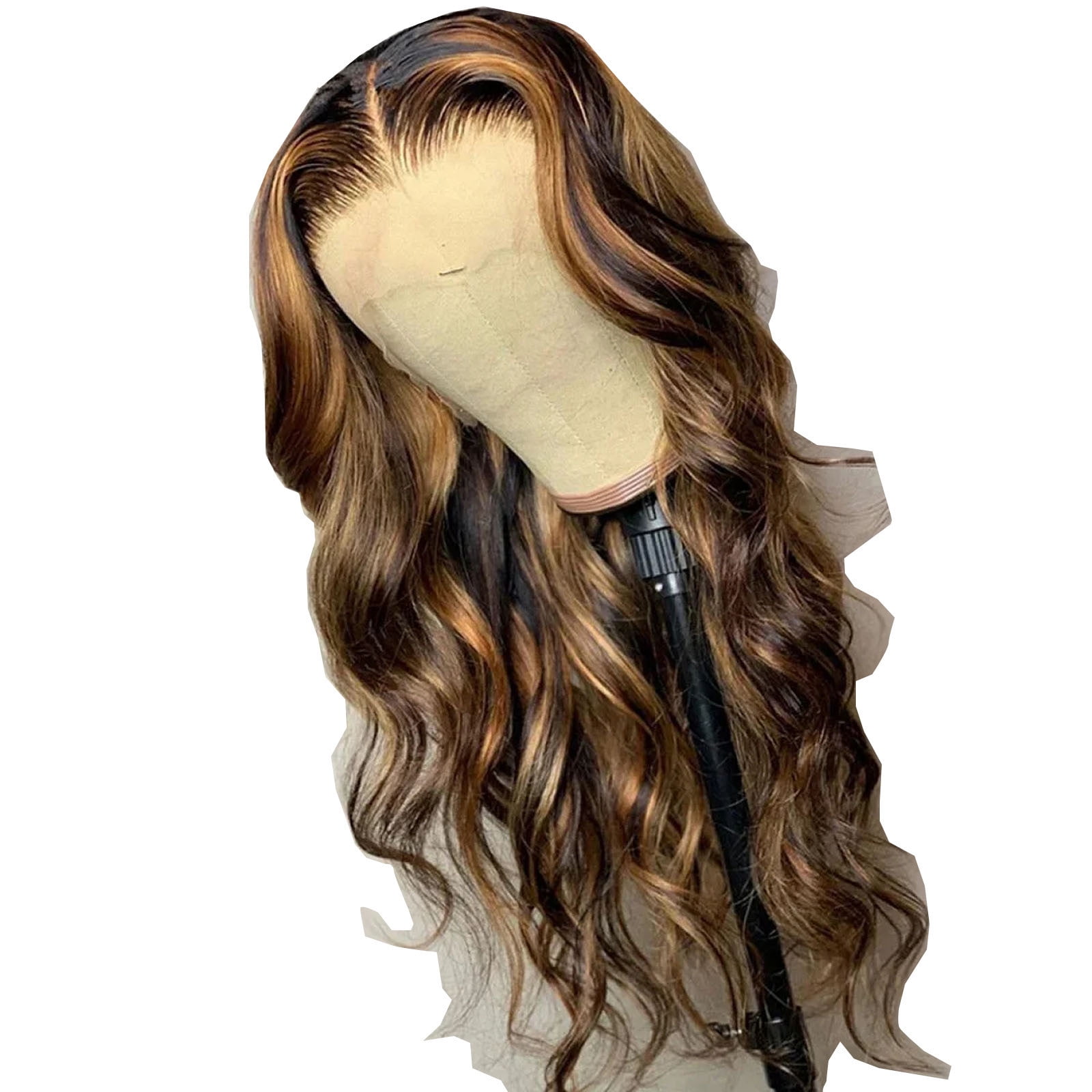 Glueless Brown Mixed Blonde Highlights Loose Long Wig - Walmart.com
