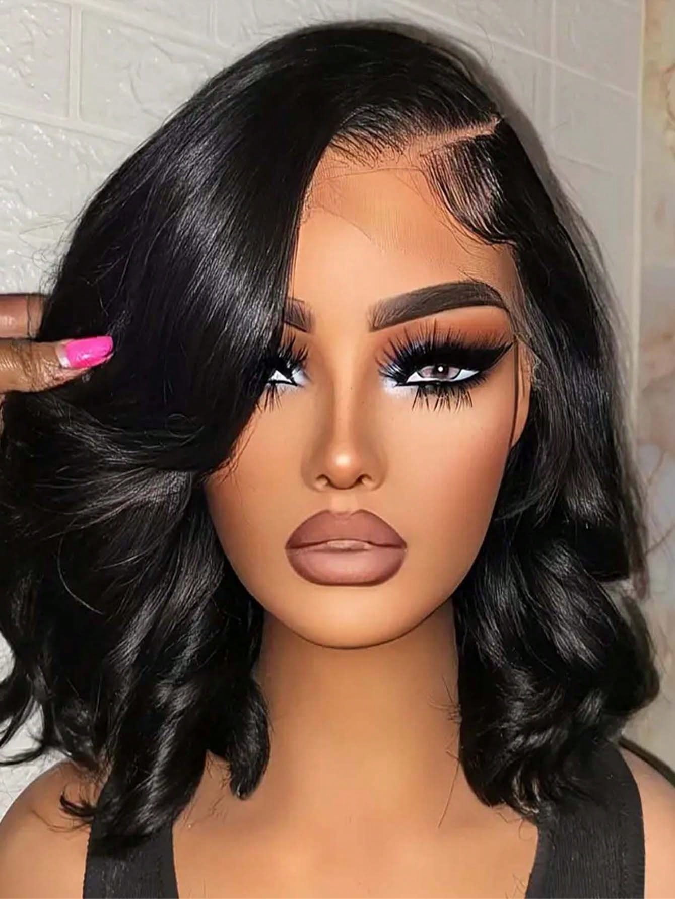 Glueless Short Bob Wig Human Hair, Pre-Plucked 13x4 HD Lace Front ...