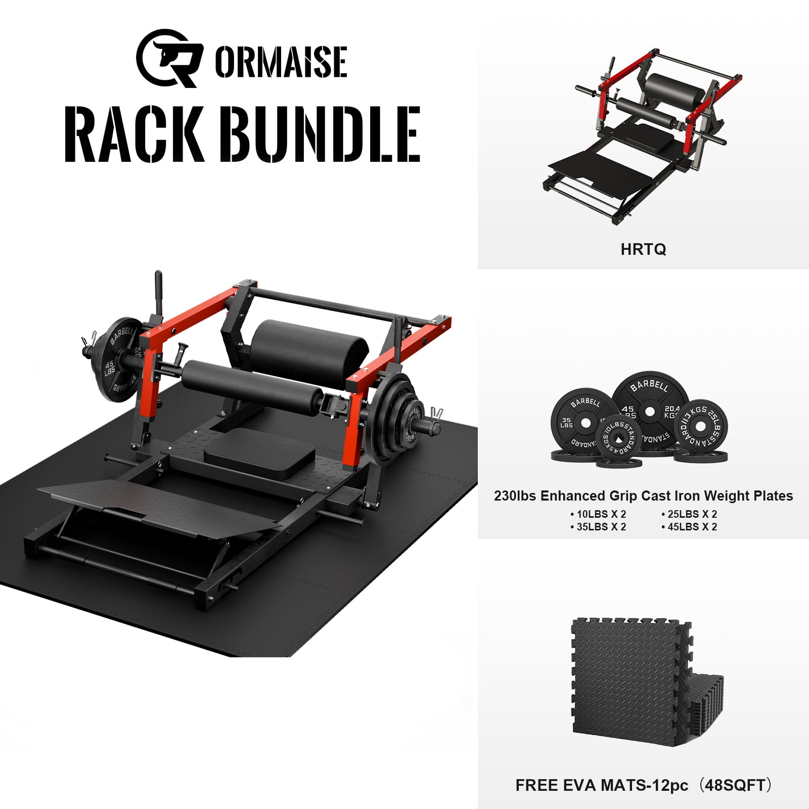 Glute Bridge Machine, Heavy Duty Plate-Loaded Hip Thrust Machine, Glute ...