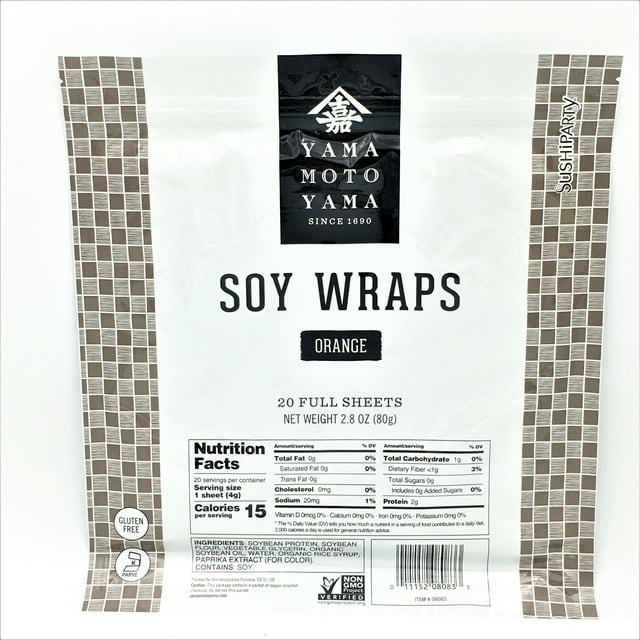 Gluten-Free Yamamotoyama Sushi Soy Wrapper- Orange 20 Sheets - Walmart.com