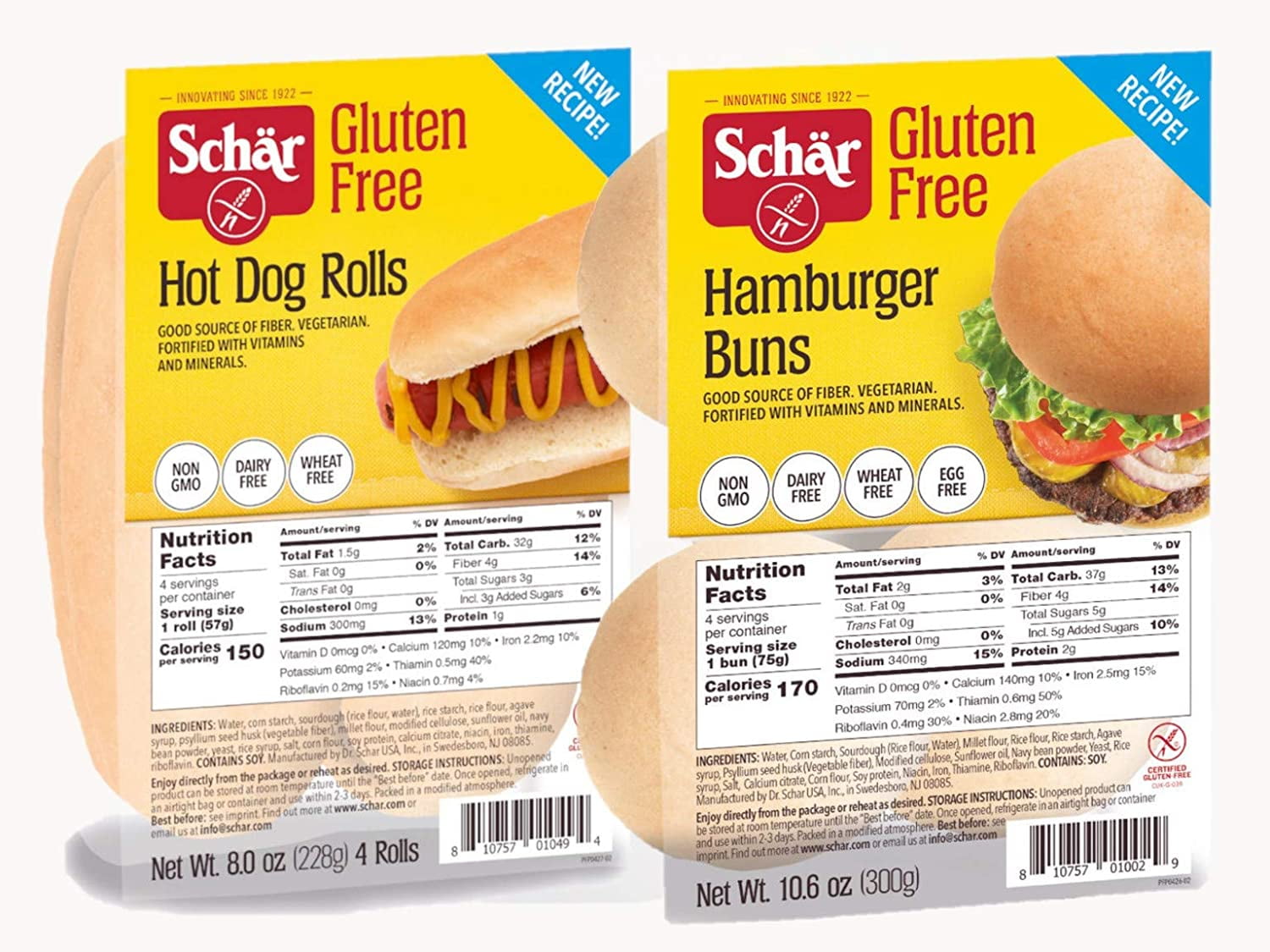 Gluten Hot Dog and Hamburger Bun Combo | 8 Total Buns - Walmart.com
