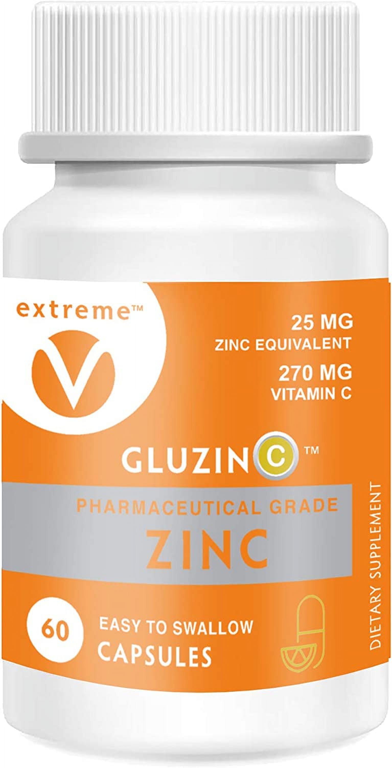 GluzinC Immune Power Combo of 25MG Pharmaceutical Grade Zinc Plus 270MG ...
