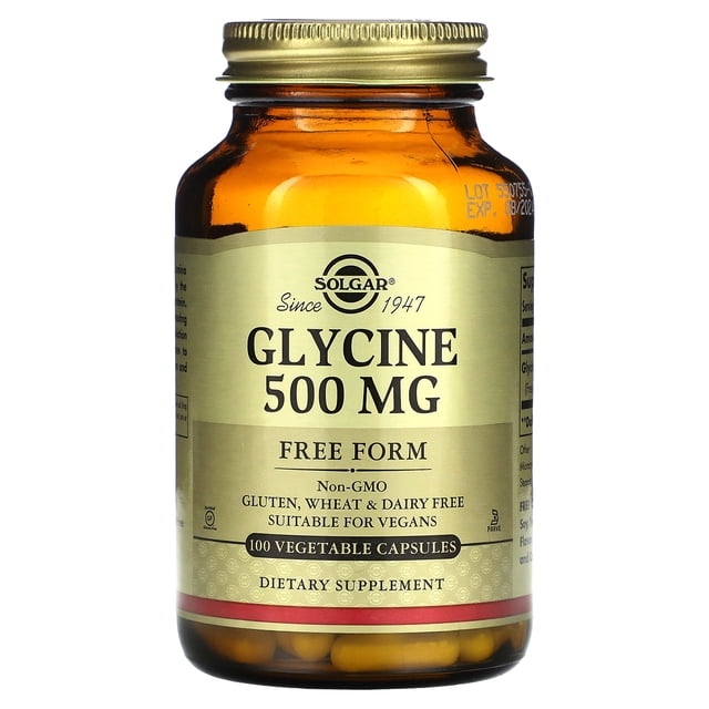 Solgar Glycine, 500 mg, 100 Vegetable Capsules, Non-GMO, Gluten-Free ...
