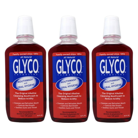 Glyco Thymoline Alkaline Mouthwash, Oral Hygiene Solution, 16 oz - Pack ...