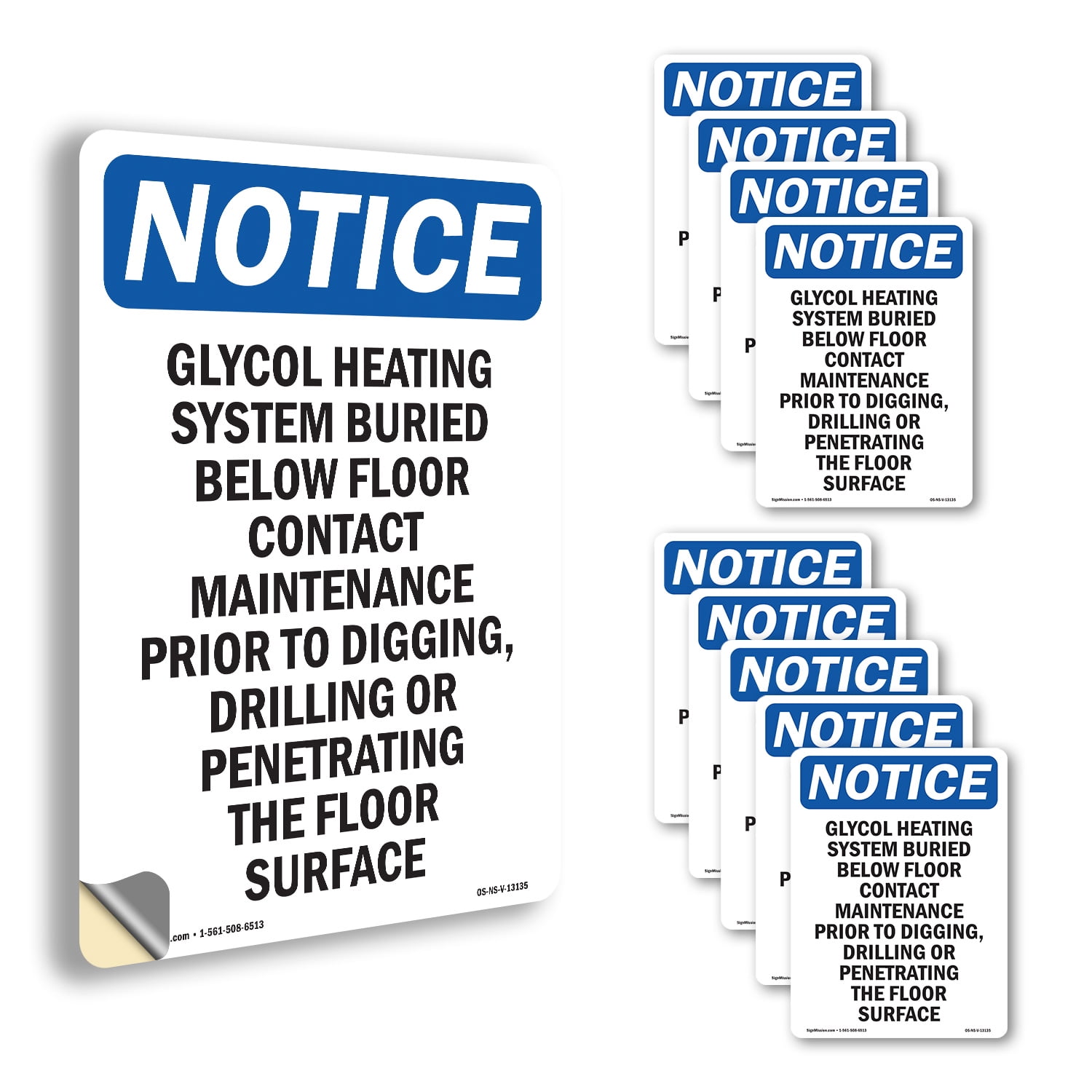 Glycol Heating System Buried Below OSHA Notice Vinyl Decal Label 18 ...