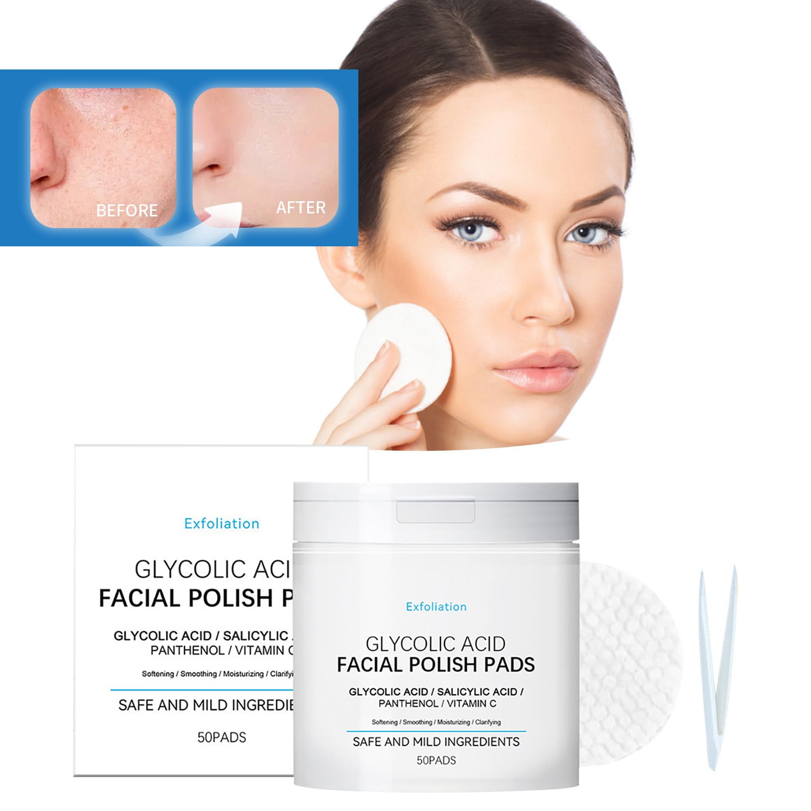 Glycolic Acid Exfoliating Pads 50Pads Glycolic Exfoliating Pads Facial ...