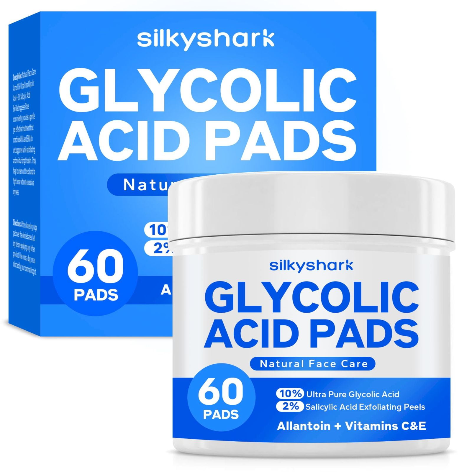 Glycolic Acid Exfoliating Pads for Face – 60 Count Peel Pads with 10% ...