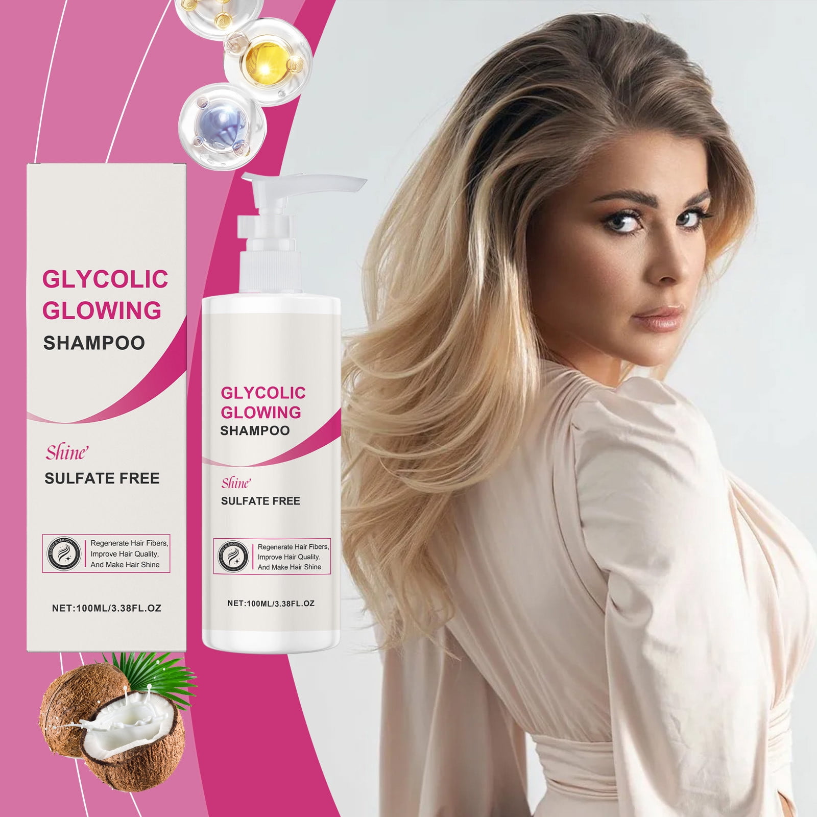 Glycolic Dewy Shampoo for Frizz Free,Glossy Hair Hydrating Formula ...