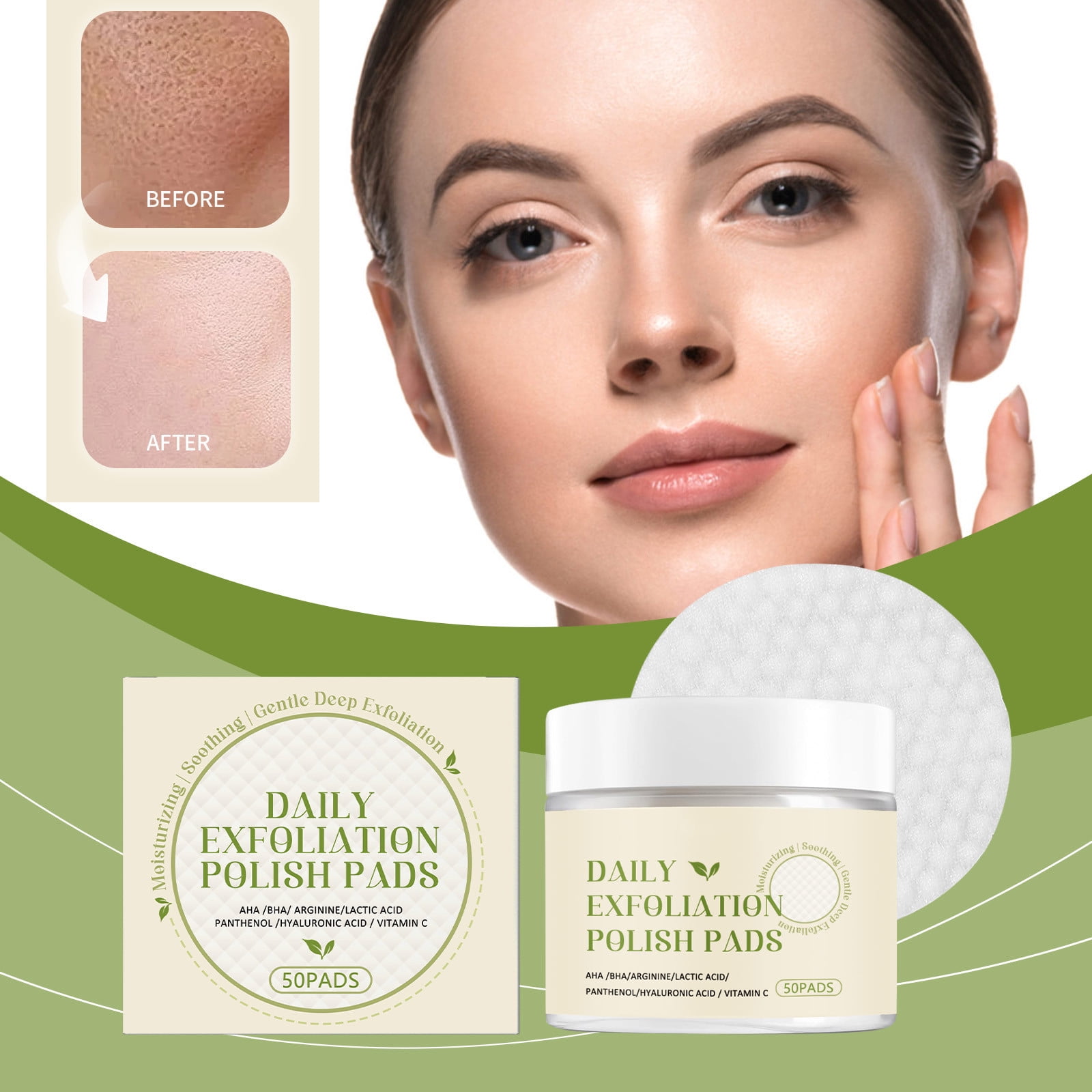 Glycolic Exfoliating Pads, Daily Exfoliation Polish Pads with Salicylic ...