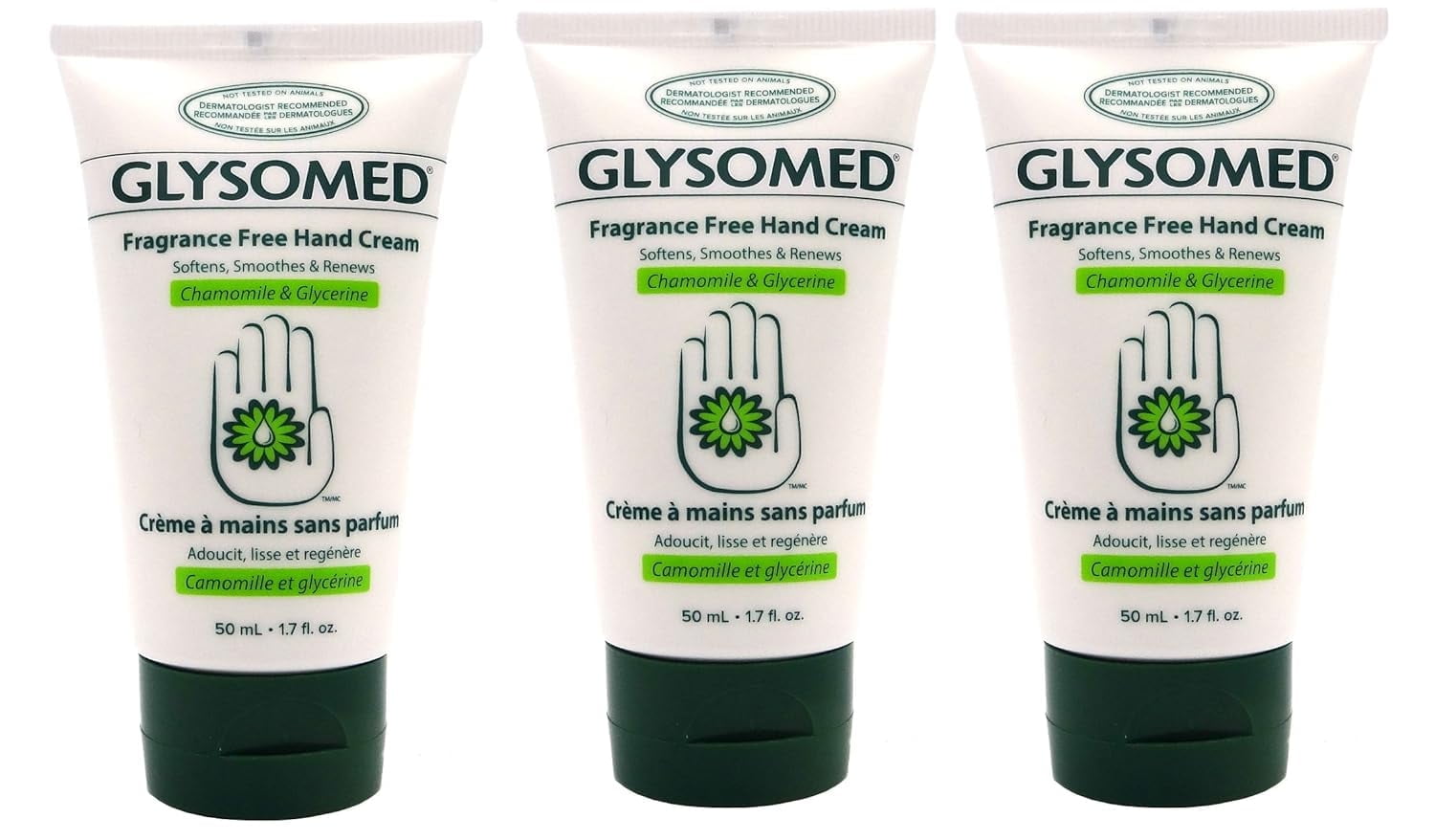 Glysomed Hand Cream 1.7 Oz Purse Travel Size Fragrance Free (3 Tubes ...