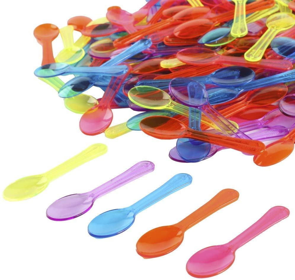 Gmark 400pcs 3" Colored Taster Spoons Plastic Mini Spoons Multi-Color ...