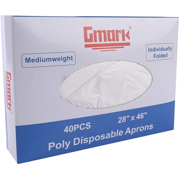 Gmark Poly Apron Individual Wrapped, Medium Weight, Disposable ...