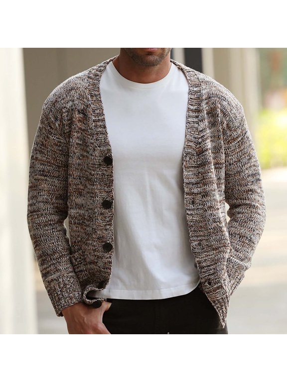 jsaierl Cardigan Sweaters for Men Knit Shawl Collar Button Down Outwear ...