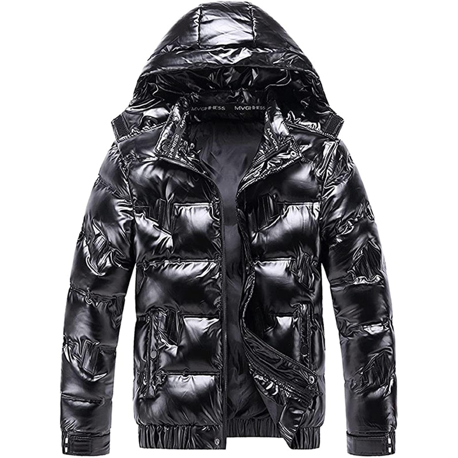 Gmdeguo Men's Shiny Reflective Down Jacket,Men Shiny Hooded Reflective ...