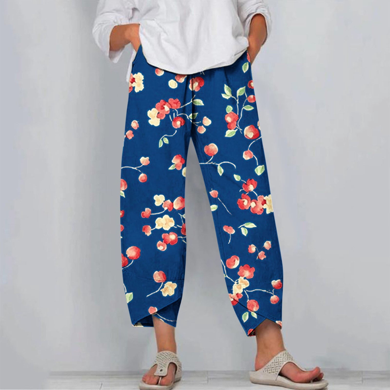 Gmdeguo Womens Wide Leg Palazzo Pants High Waisted Casual Drawstring ...