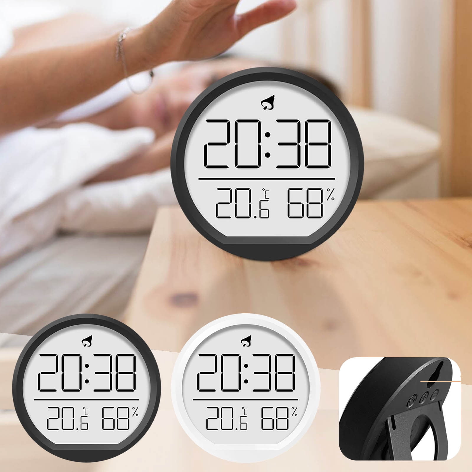 Gmluru Bedroom Clocks Temperature And Humidity Meter Clock Indoor ...