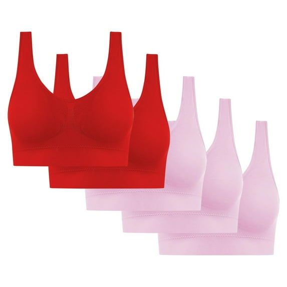 Gmluru Bras for Women Large Bust Seamless Comfort Wire-Free Bra 5-Pack ...
