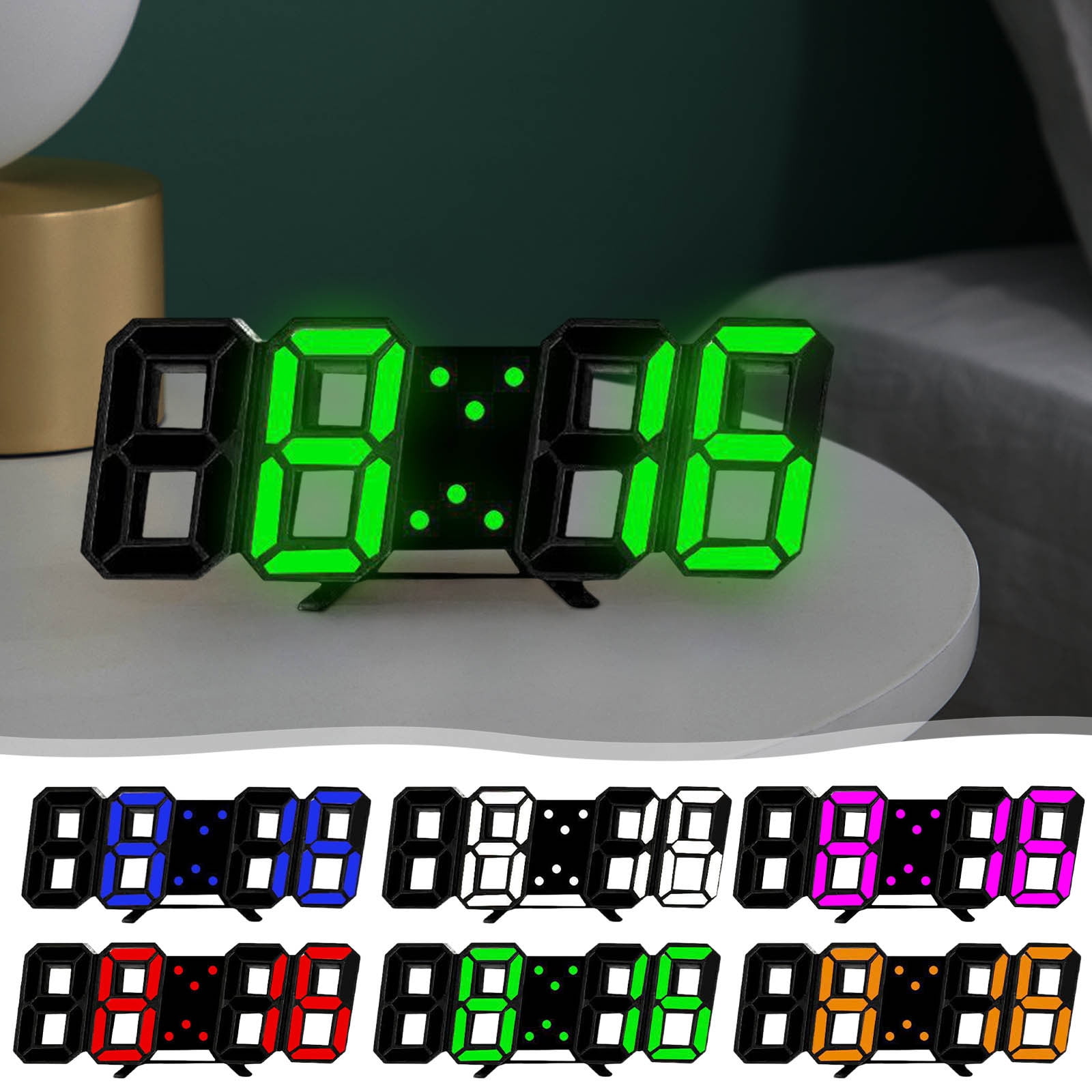 Gmluru Digital Alarm Clocks LED Digital Clock Wall Deco Glowing Night ...