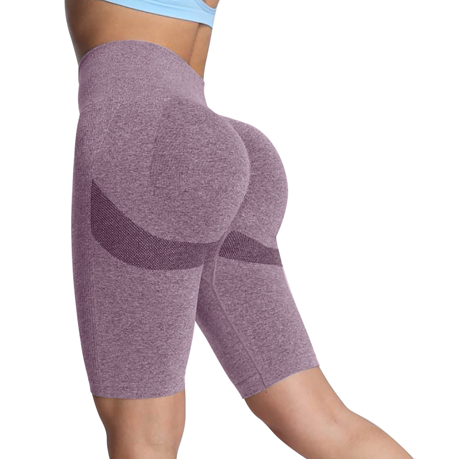 Gmluru Summer Deal Womens Yoga Shorts Trendy 2025 Solid Color Seamless ...