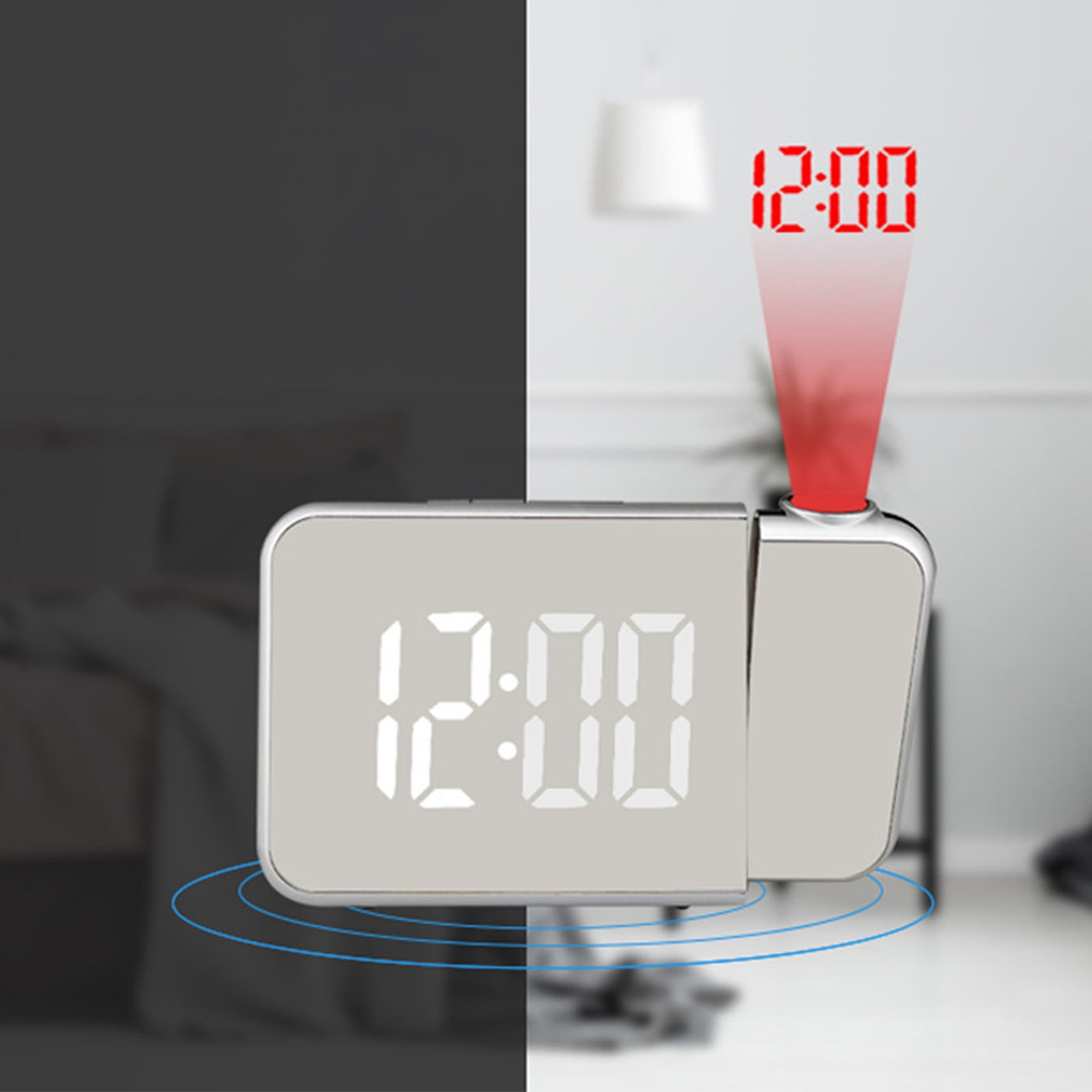 Gmluru Wall Clock Digital Digital Clock, Projection Alarm Clock ...