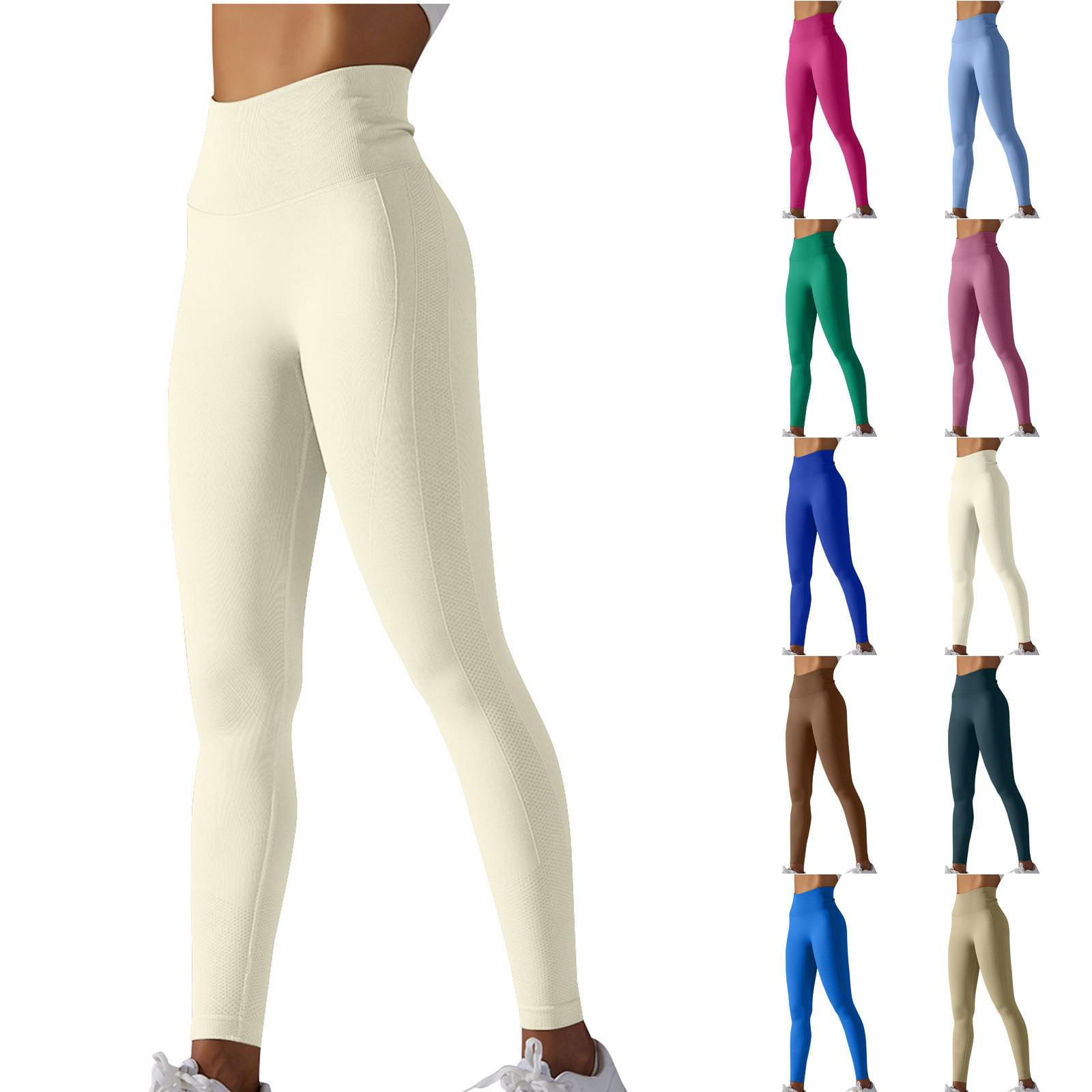 Gmluru Wide Leg Pants Woman Yoga Pants White Seamless Knitted Solid ...