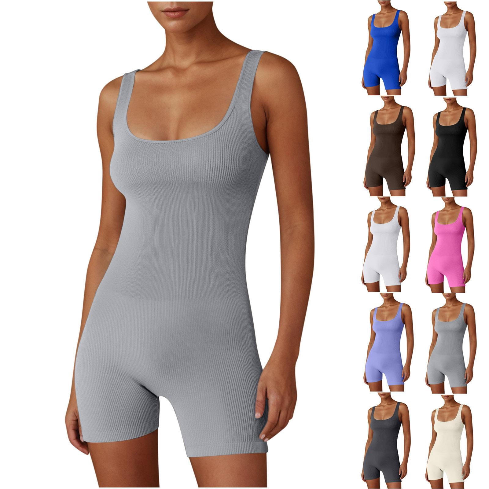 Gmluru Women Shapewear Tummy Control Bodysuit Solid Color Fitness ...
